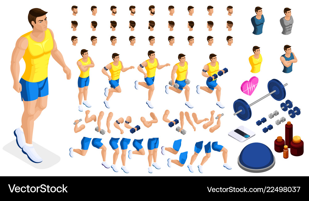 Isometrics create your sporty inflated man Vector Image