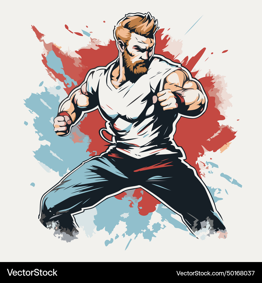 Karate man of a in action Royalty Free Vector Image