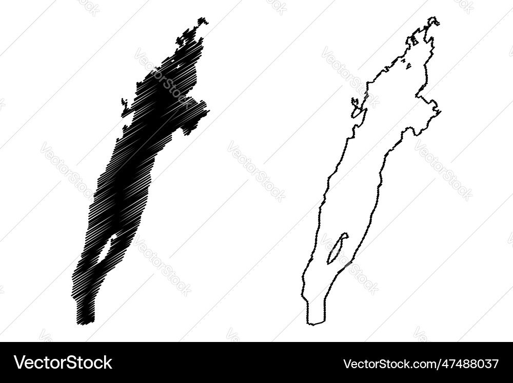 Lake vattern kingdom of sweden map scribble Vector Image