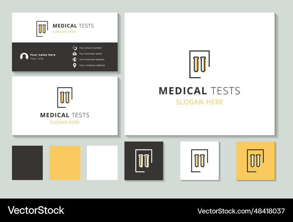 Medical tests logo design with editable slogan Vector Image