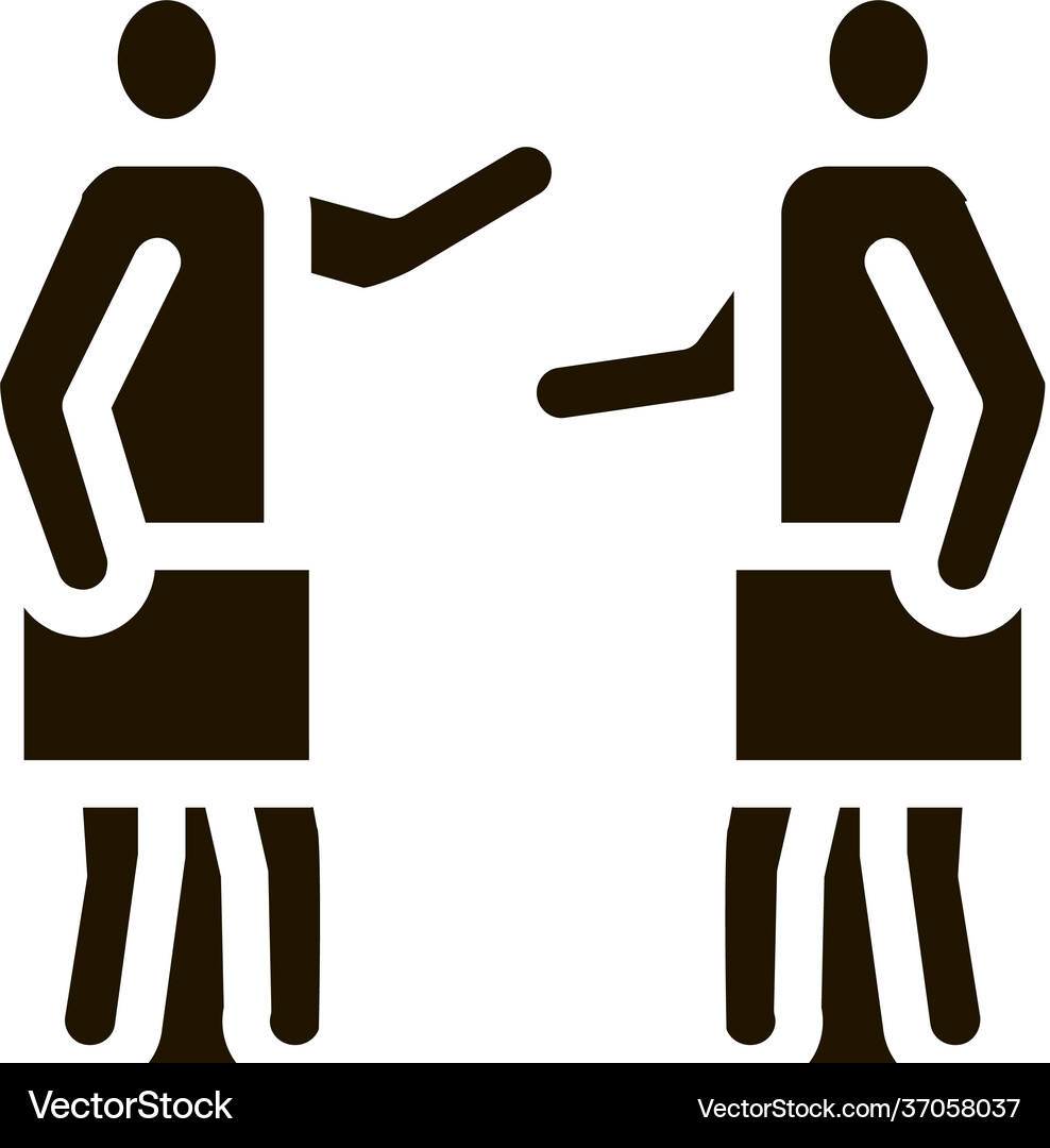 Meeting two working people icon glyph Royalty Free Vector