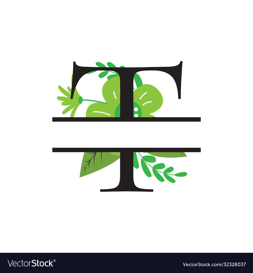 Monogram floral split letter design Royalty Free Vector