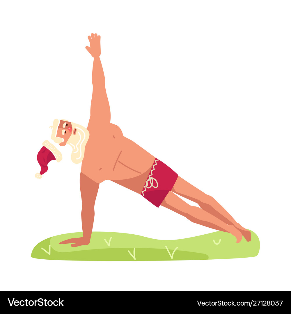 Santa claus in yoga pose Royalty Free Vector Image