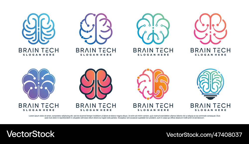 Set of brain logo design bundle for business Vector Image