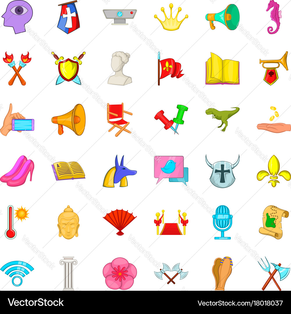 Show icons set cartoon style Royalty Free Vector Image