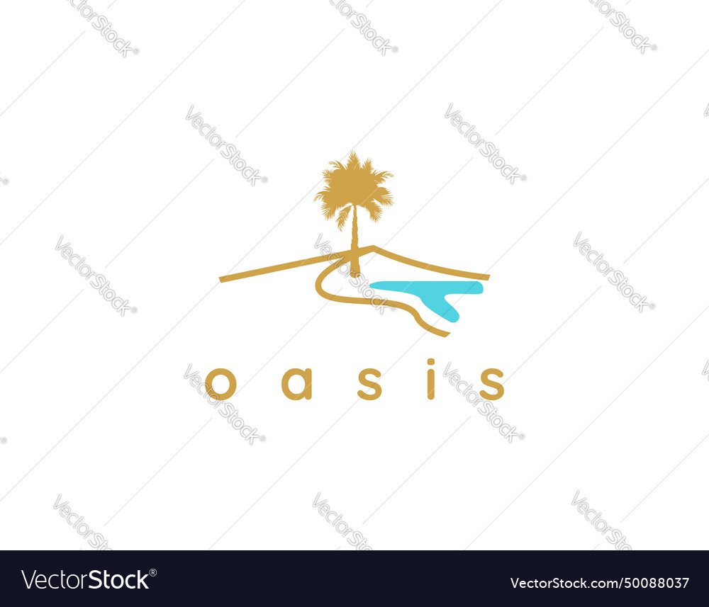 Simple minimalist desert oasis logo design Vector Image