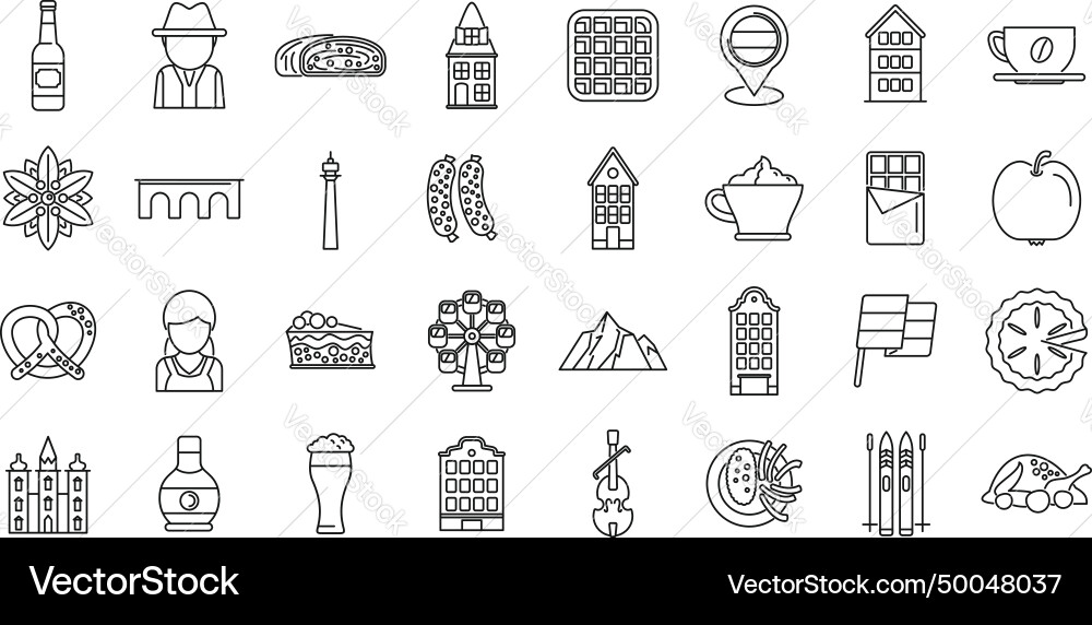 Vienna icons set outline austria Royalty Free Vector Image