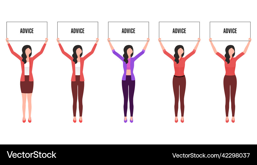 Woman holding advice board flat character people Vector Image