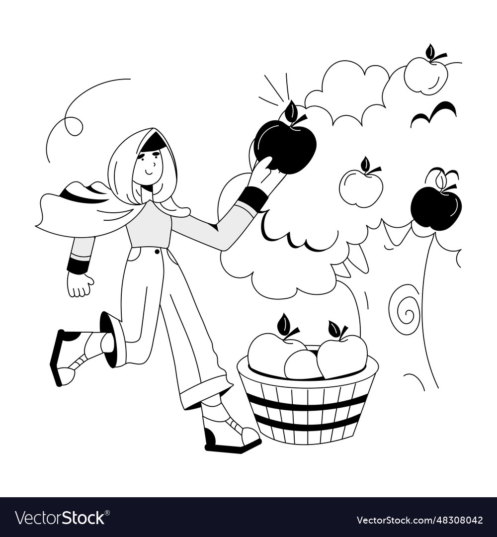 Apple picking Royalty Free Vector Image - VectorStock