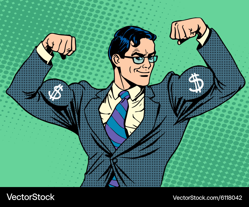 Businessman with muscles currency dollar Vector Image