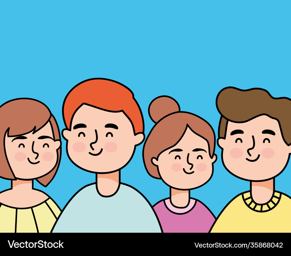 Cartoon couples smiling colorful design Royalty Free Vector