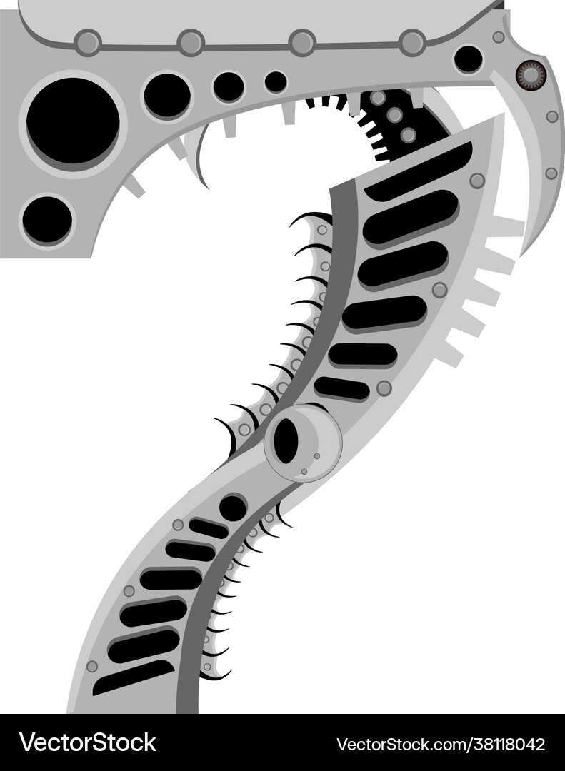 Digit is number 7 in metal style Royalty Free Vector Image