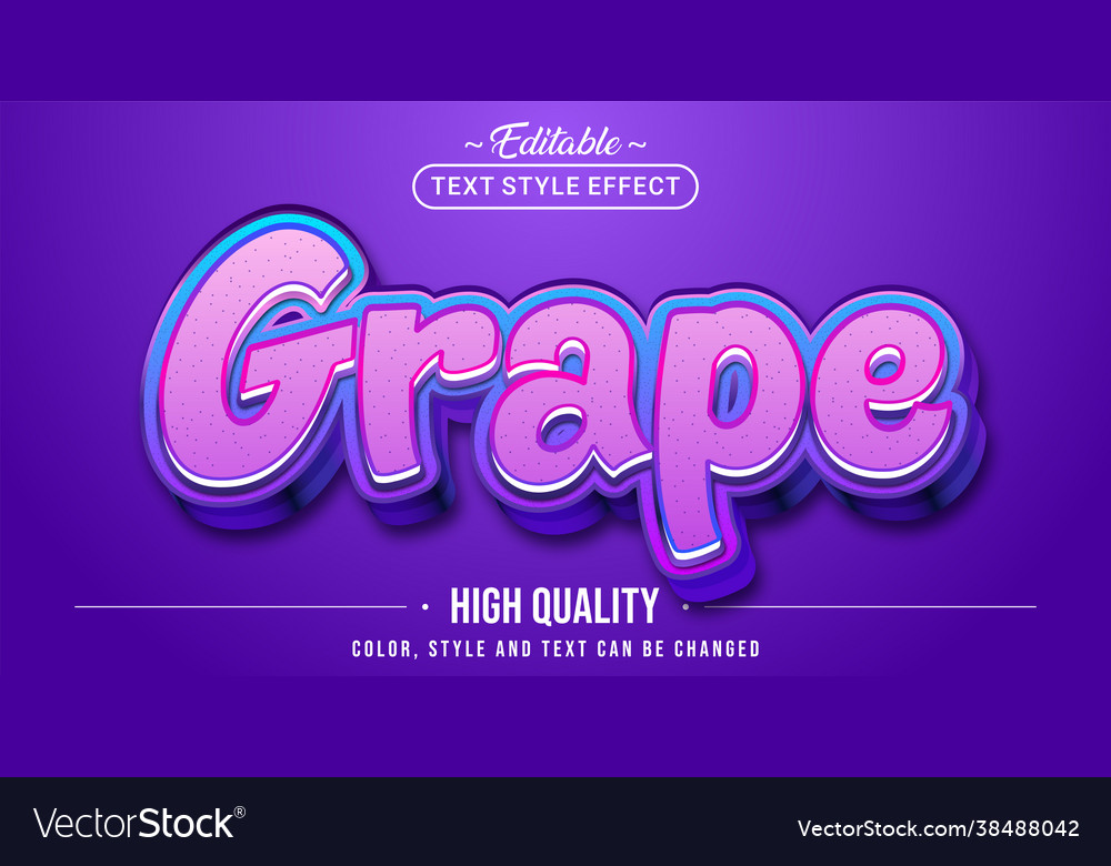 Editable text style effect - grape text style Vector Image
