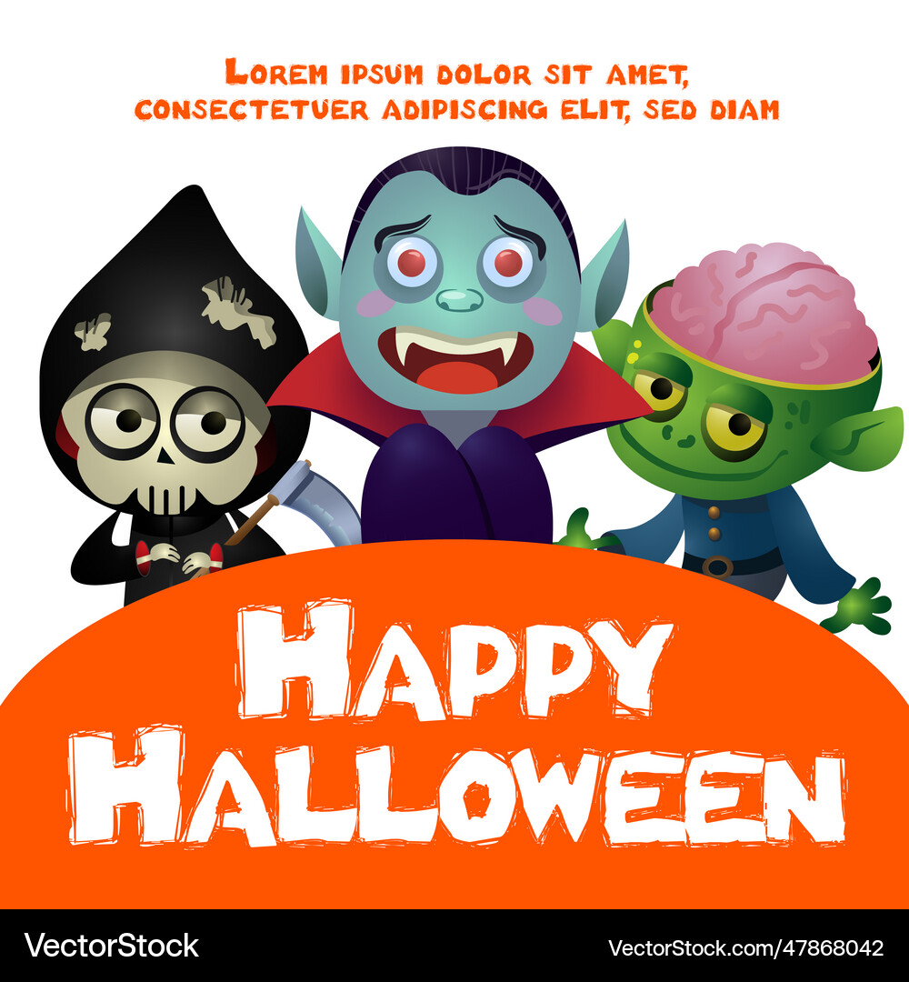 Happy halloween lettering with grim reaper Vector Image