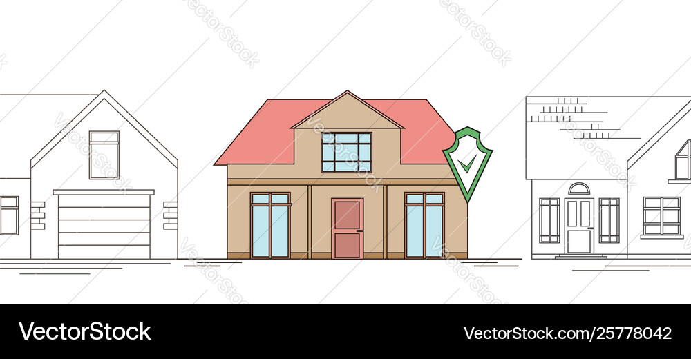 Horizontal outline drawing a country house Vector Image