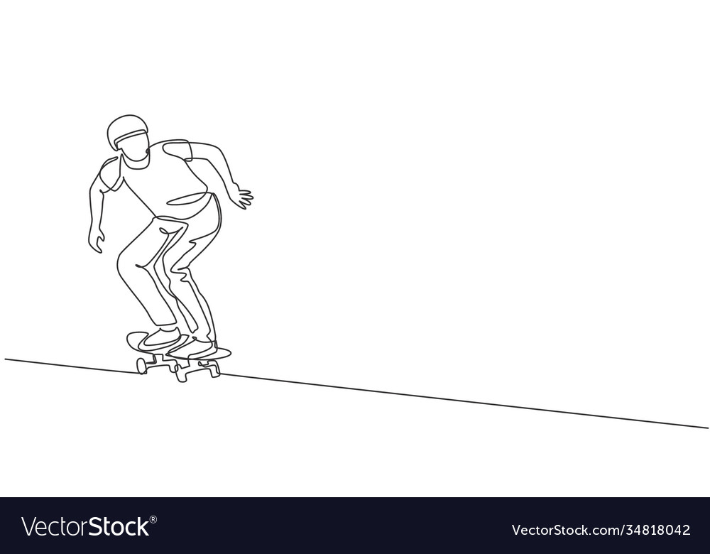 One continuous line drawing young cool Royalty Free Vector