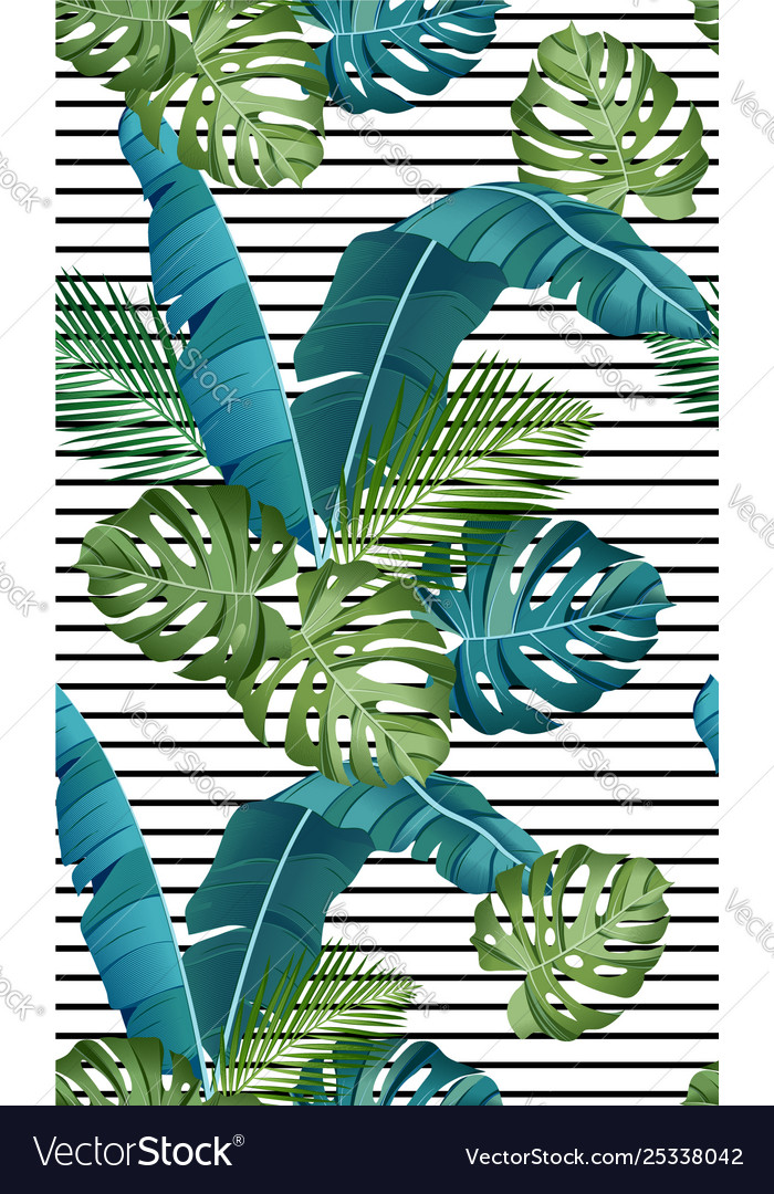Seamless pattern with tropical leaves palms Vector Image