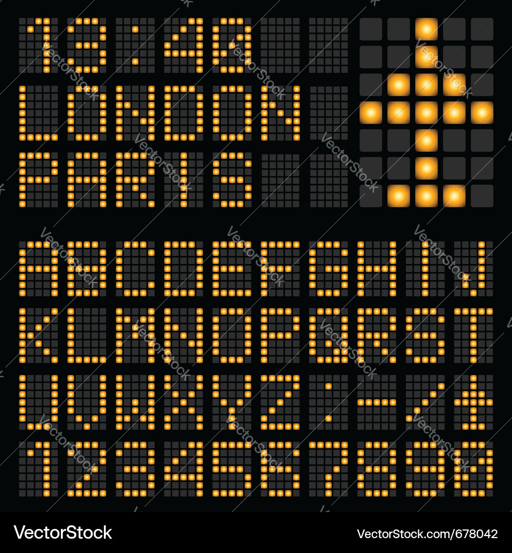 Set of letters on a mechanical timetable Vector Image