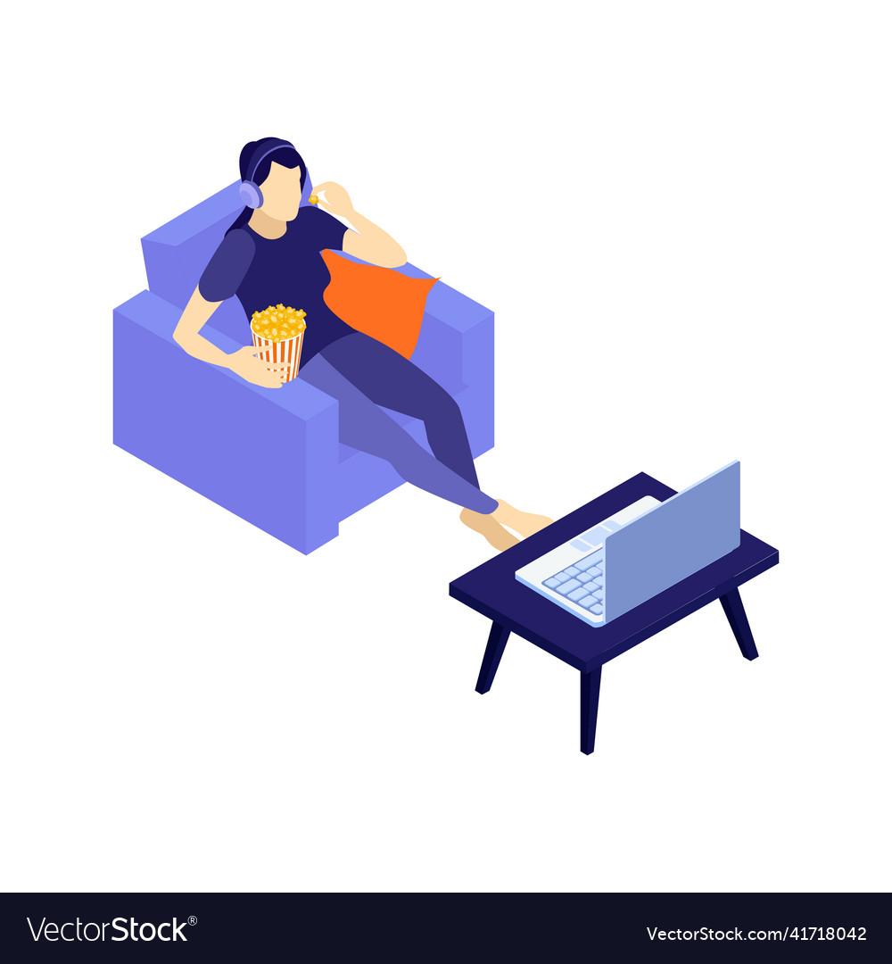 Single spectator cinema composition Royalty Free Vector