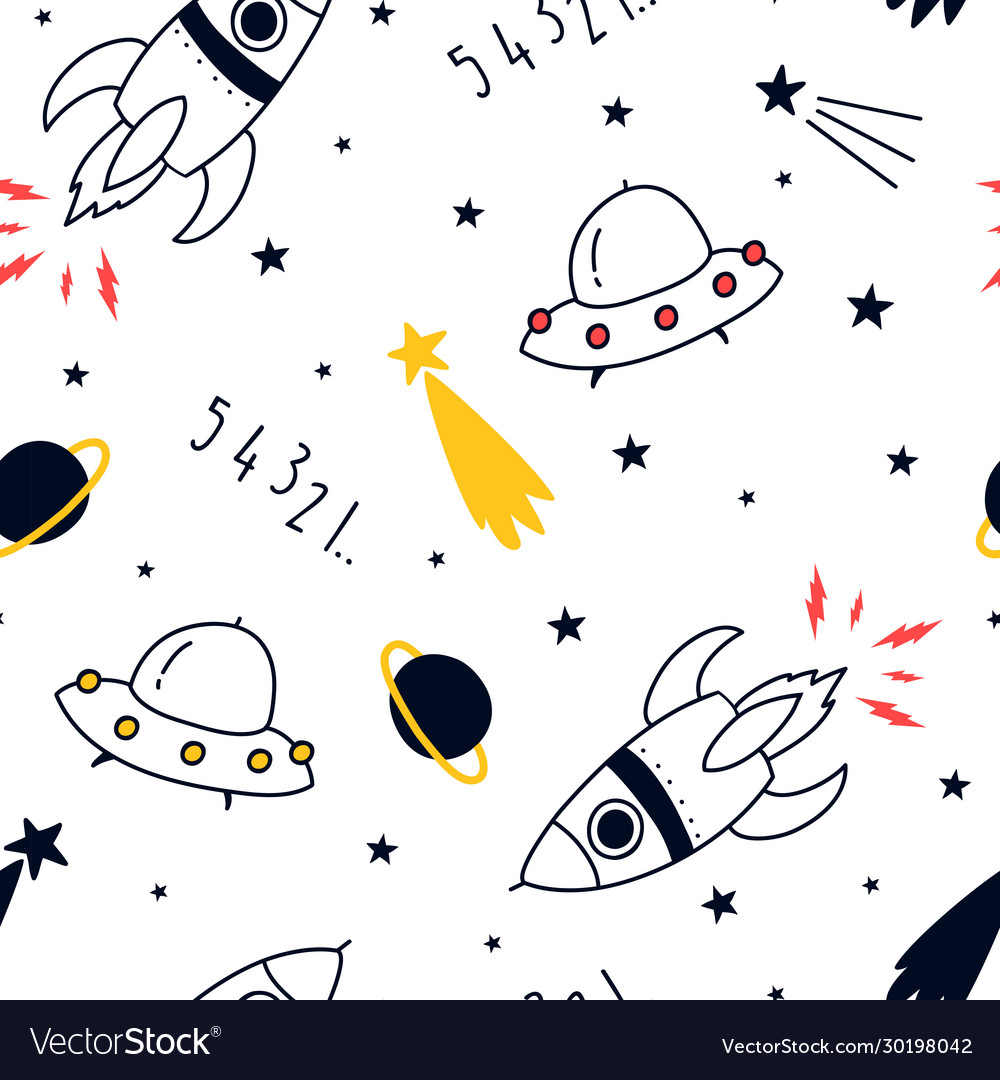 Space pattern hand drawing Royalty Free Vector Image