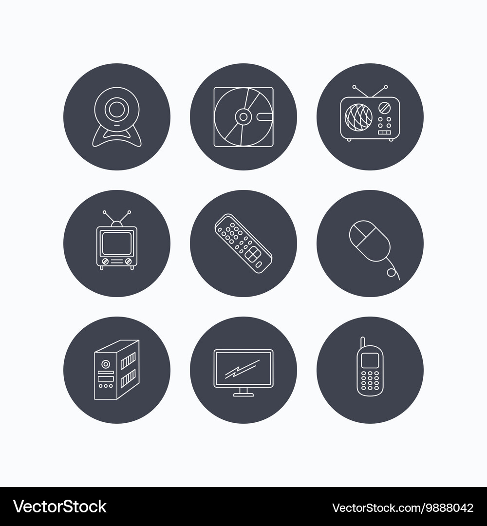 Web camera radio and mobile phone icons Royalty Free Vector