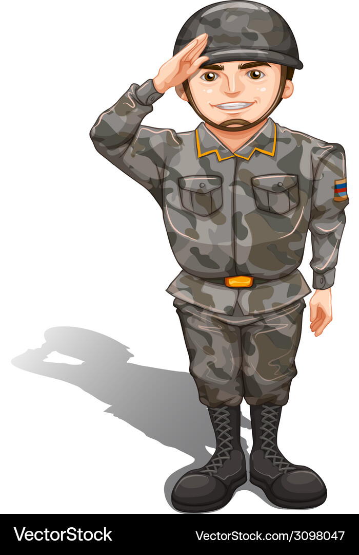 A brave soldier showing a hand respect Royalty Free Vector