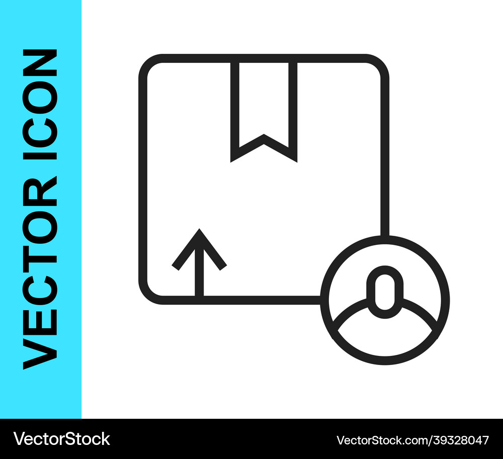 Black line carton cardboard box icon isolated Vector Image