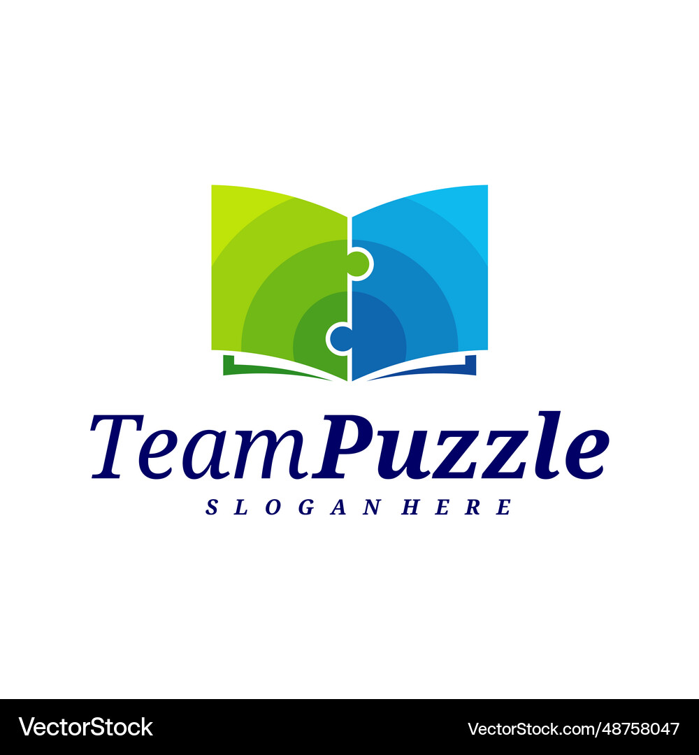 Book puzzle logo design template label Royalty Free Vector