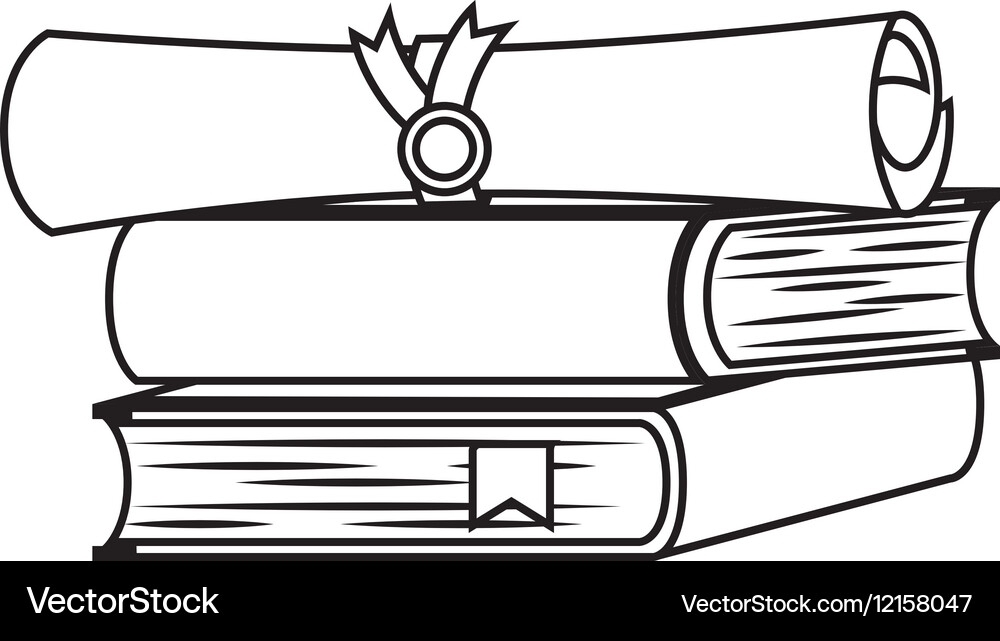 Book school with diploma isolated icon Royalty Free Vector