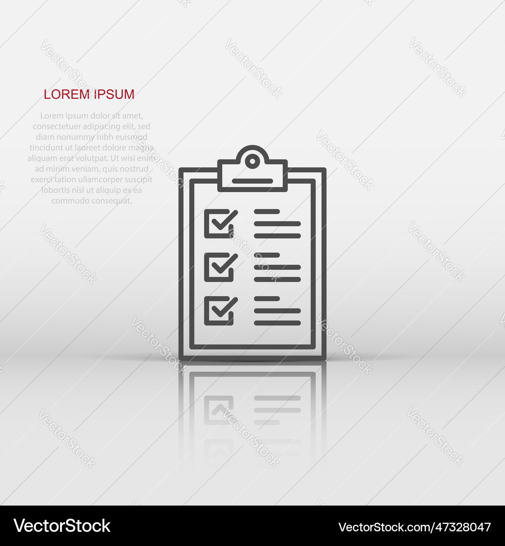 Checklist clipboard sign icon in flat style Vector Image