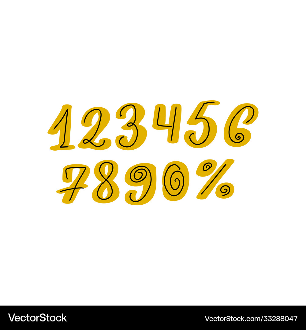 Hand drawn number letters numbers sketch Vector Image