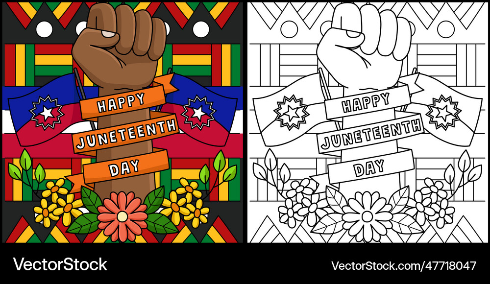 Happy juneteenth day coloring page Royalty Free Vector Image
