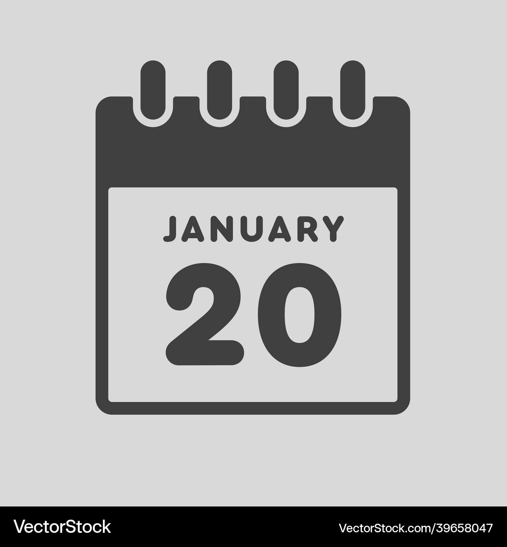Icon day date 20 january template calendar page Vector Image