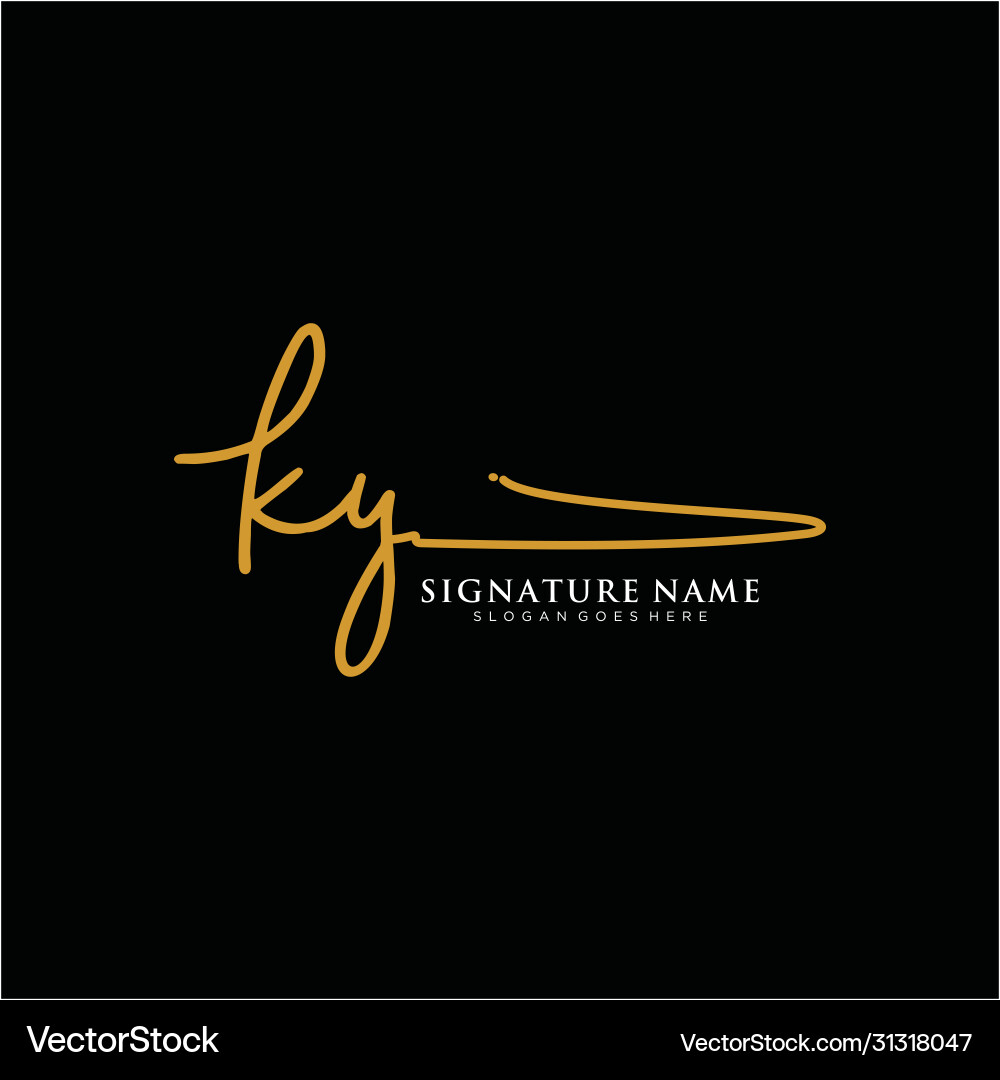 Letter ky signature logo template Royalty Free Vector Image