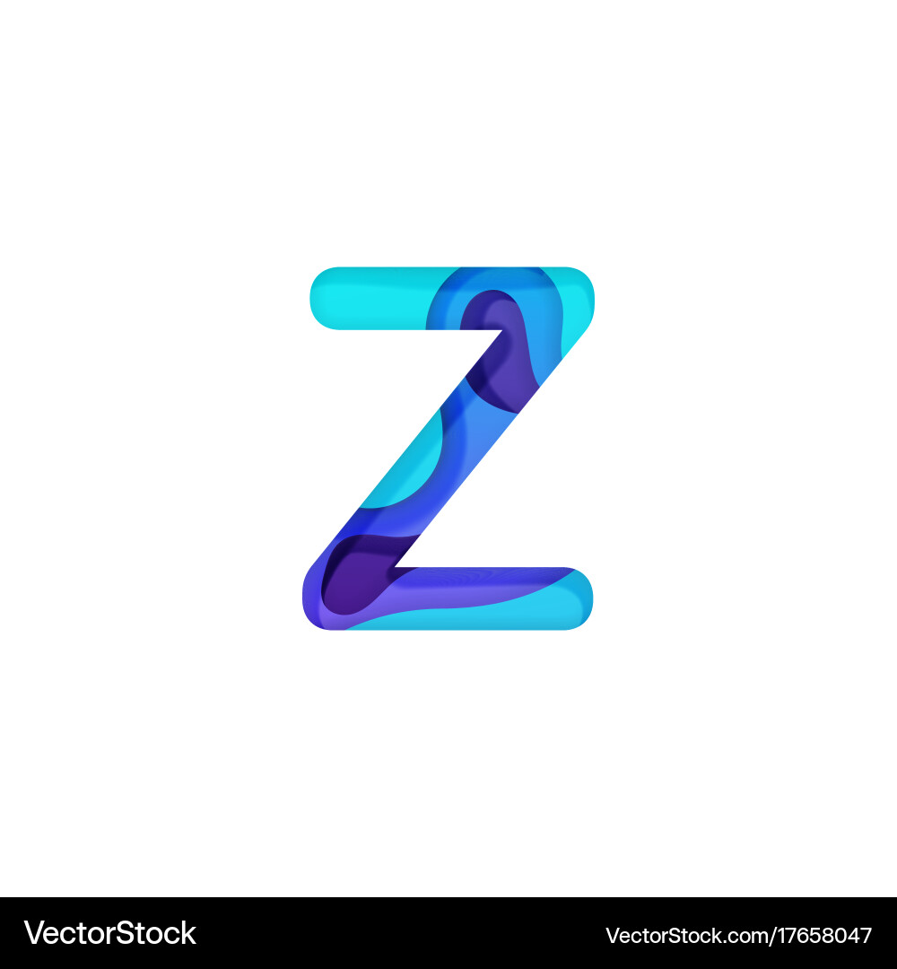 Realistic paper cut letter z Royalty Free Vector Image