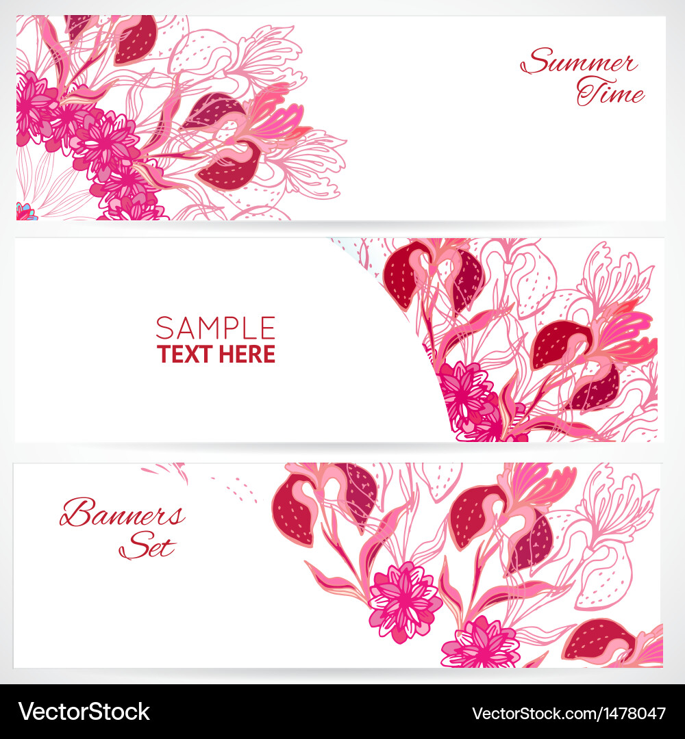 Red floral ornament banners set Royalty Free Vector Image
