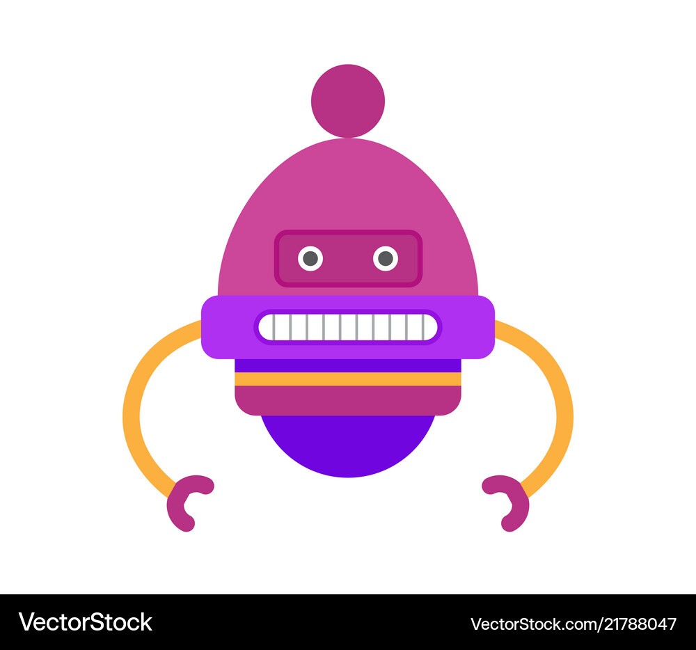 Robot of purple color hands Royalty Free Vector Image