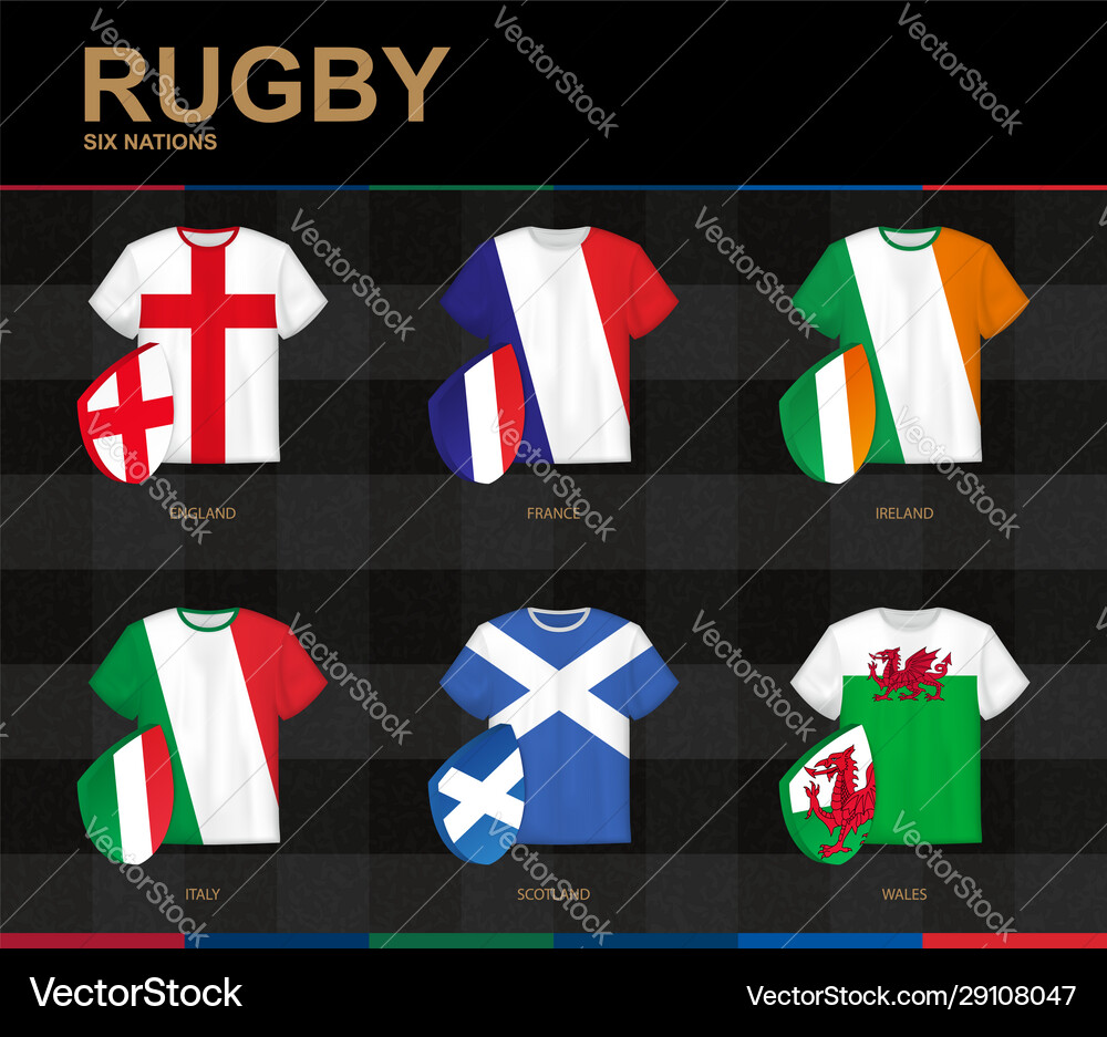 Rugby jerseys with flag championship Royalty Free Vector
