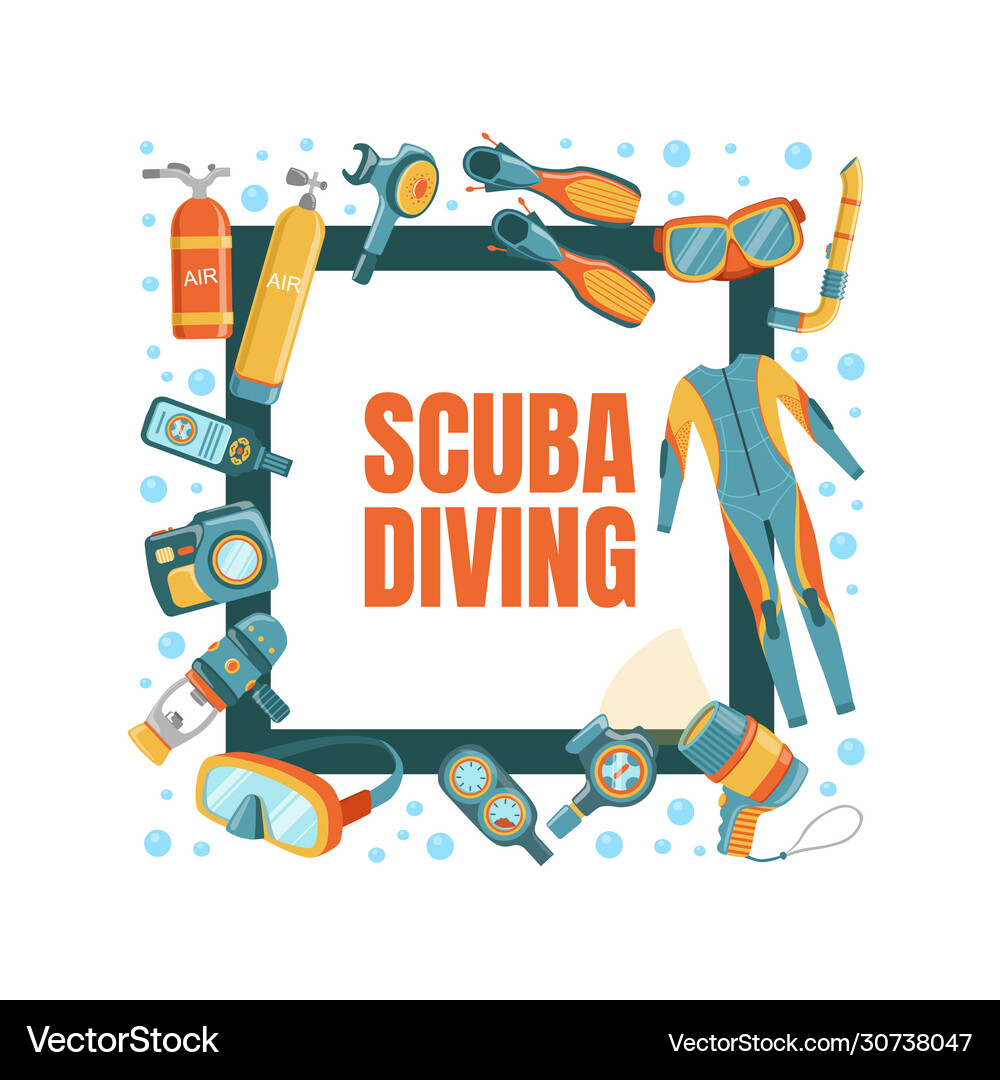Scuba diving banner template Royalty Free Vector Image