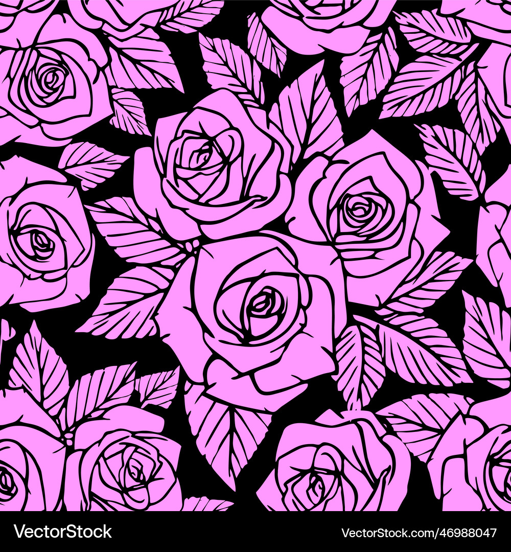 Seamless pink asymmetric pattern of rose contours Vector Image