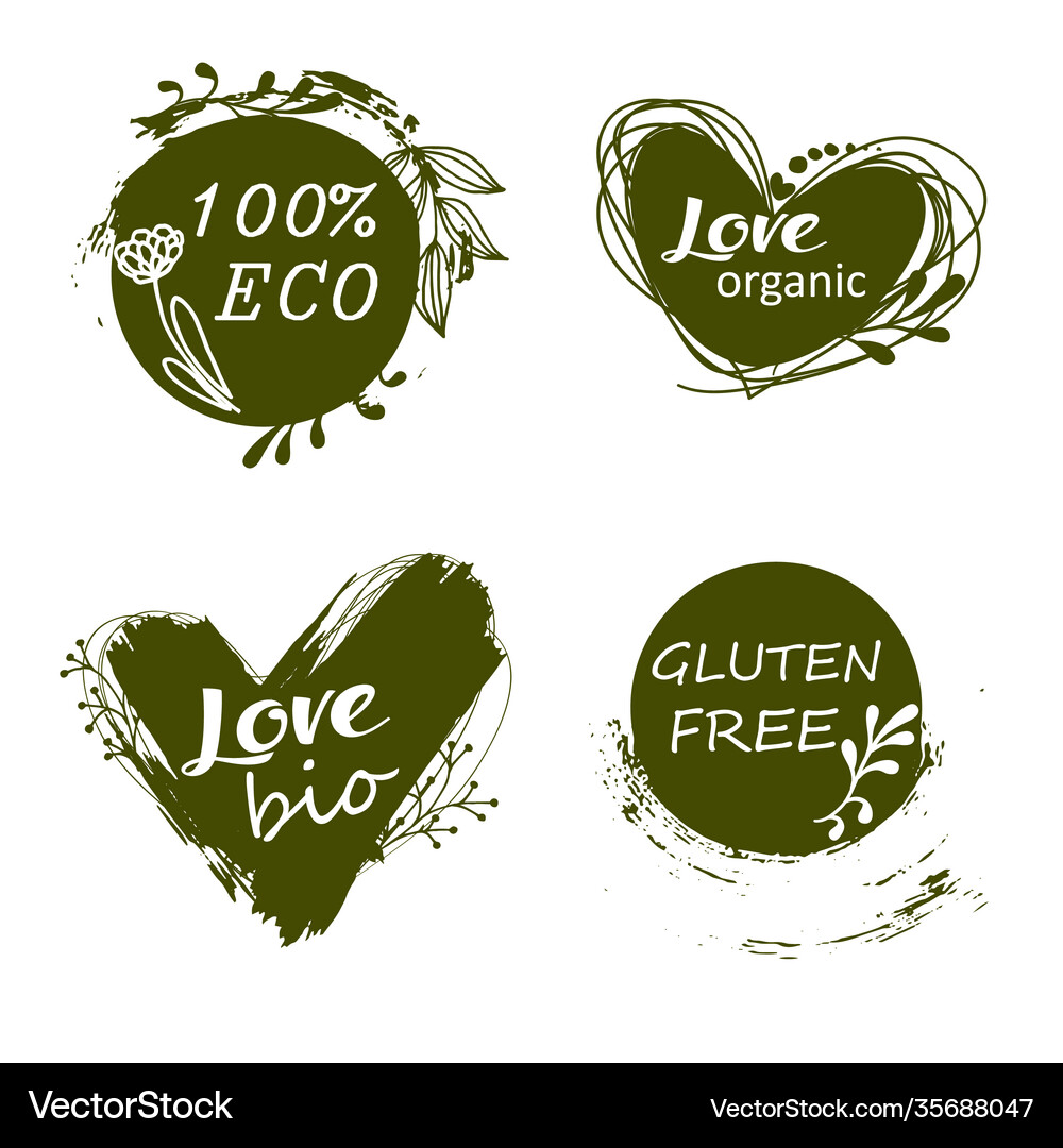Set logos icons design elements natural food Vector Image
