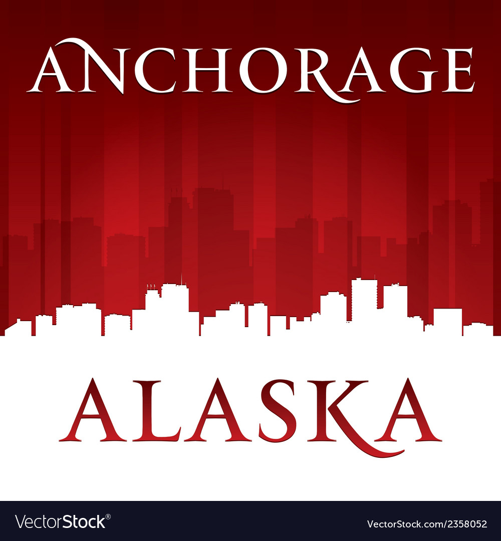 Anchorage alaska city skyline silhouette Vector Image Anchorage alaska city skyline silhouette Vector Image