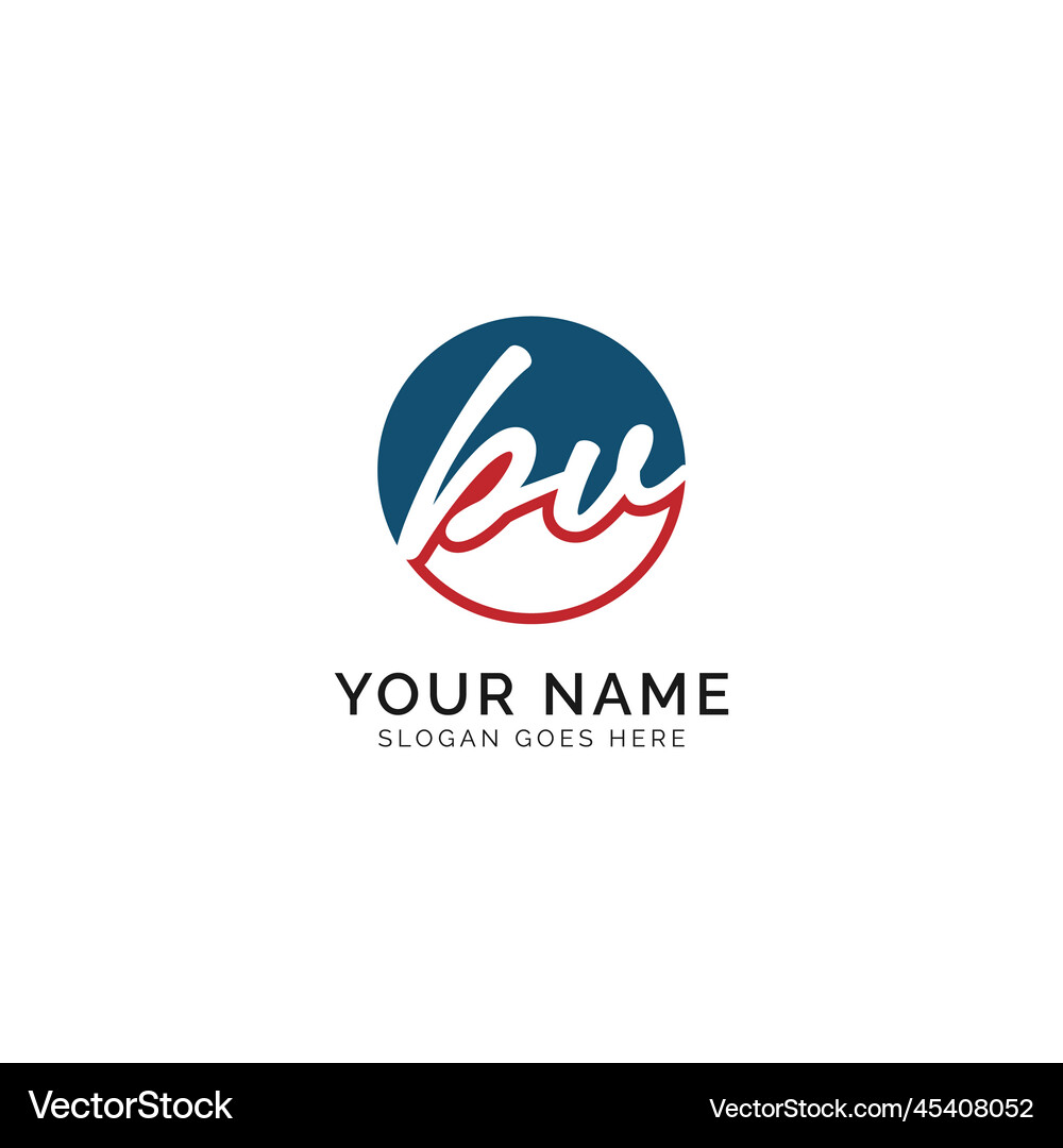 B v bv initial letter handwritten signature logo Vector Image