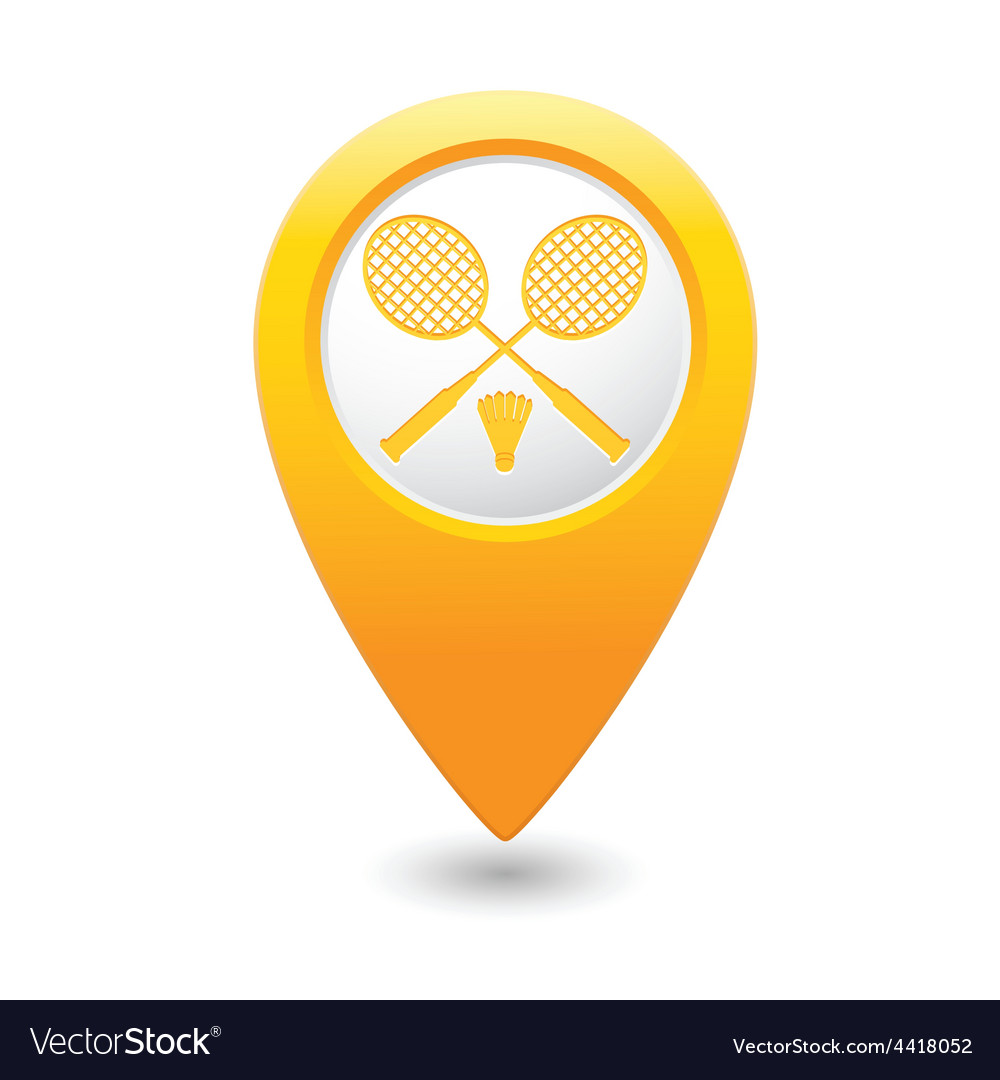 Badminton map pointer yellow Royalty Free Vector Image