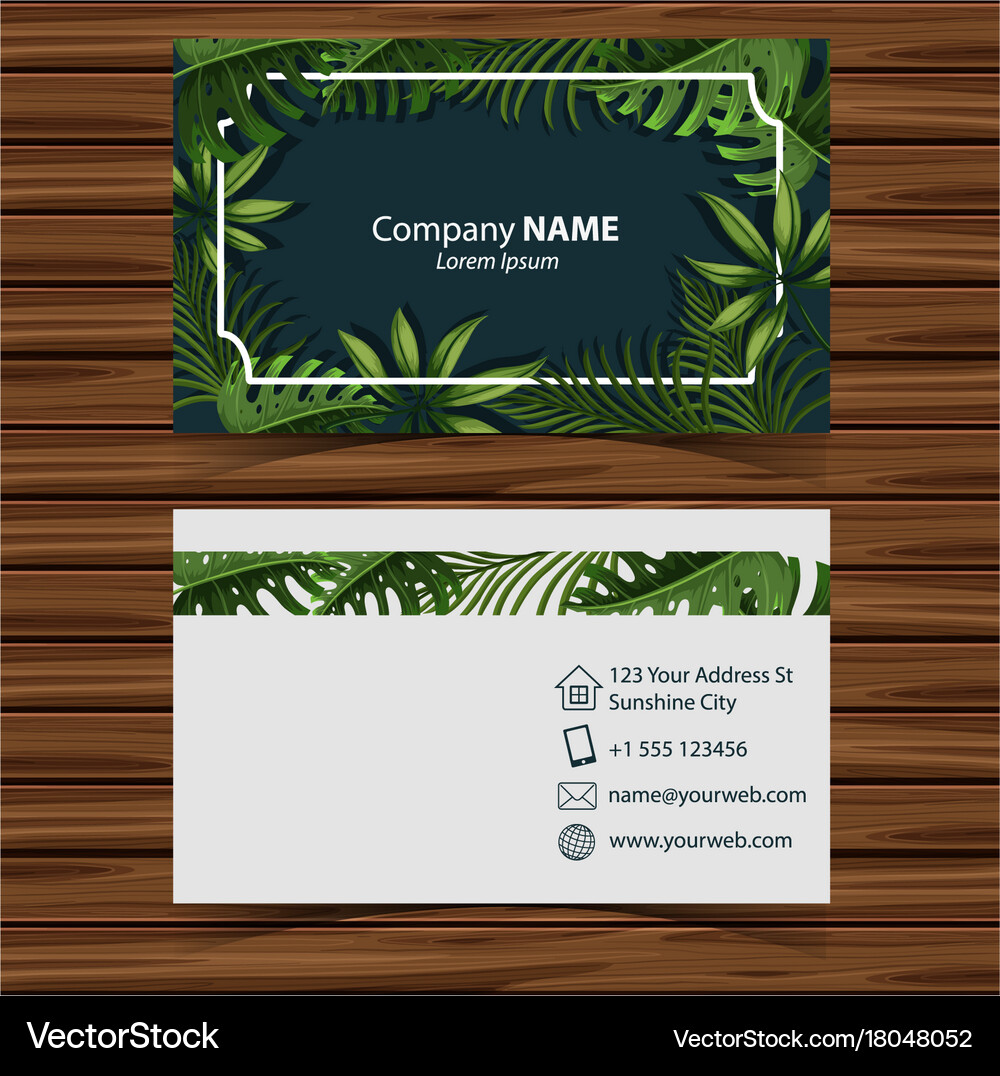 Businesscard template with leaves in front Vector Image