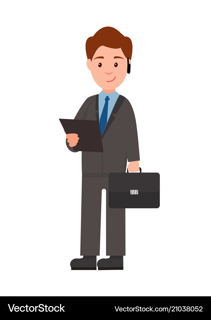 Businessman with laptop poster Royalty Free Vector Image