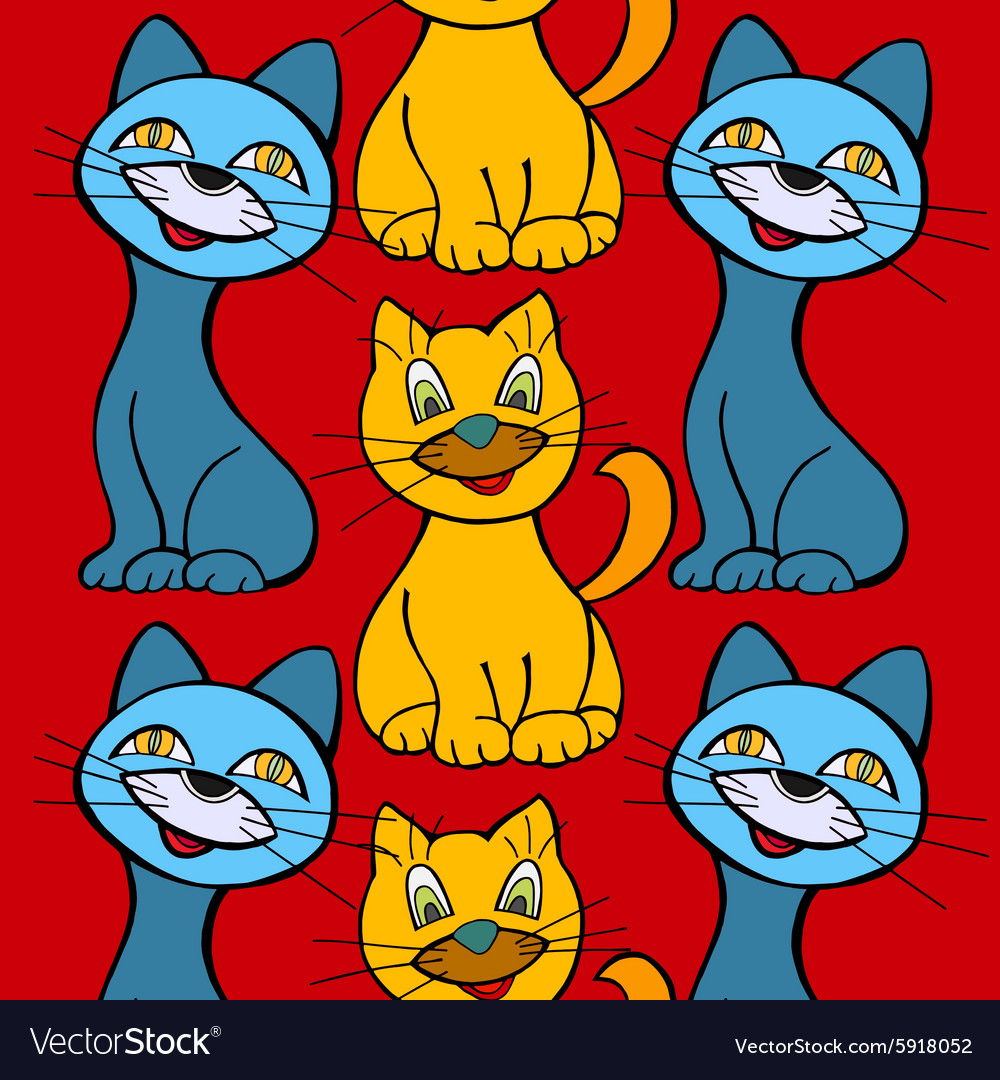 Cats seamless pattern Royalty Free Vector Image