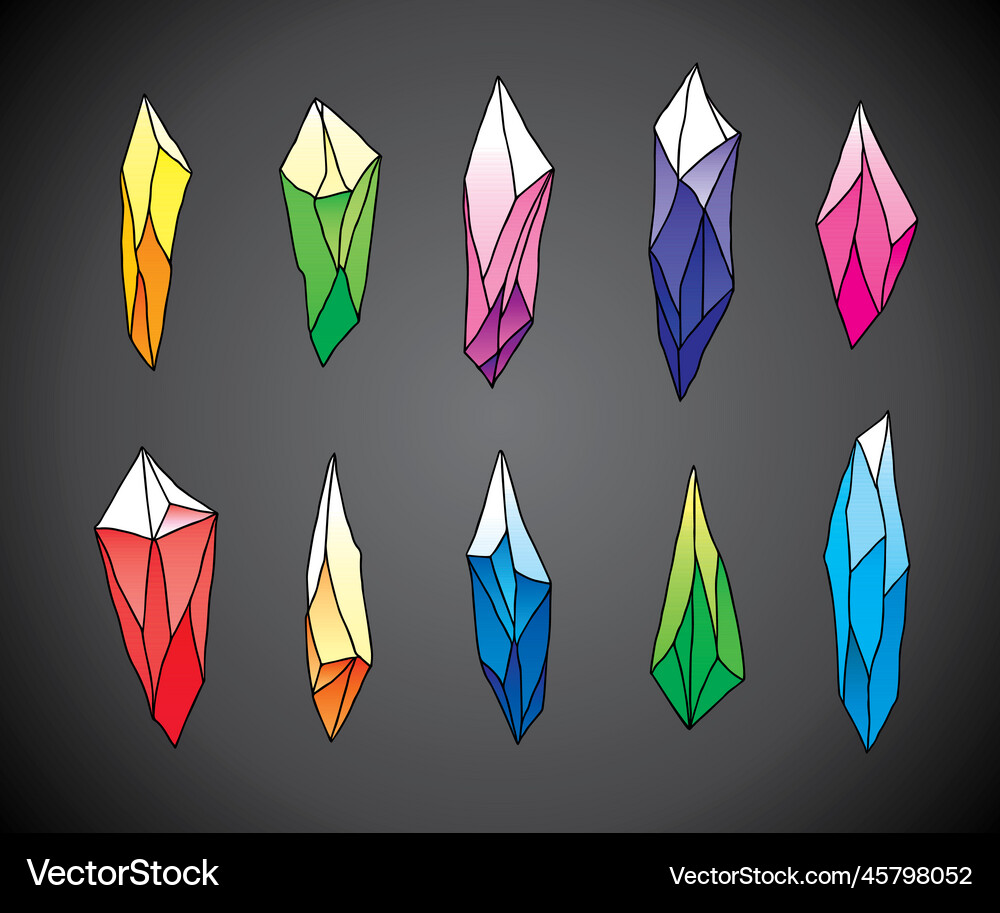 Crystals and natural minerals collection Vector Image