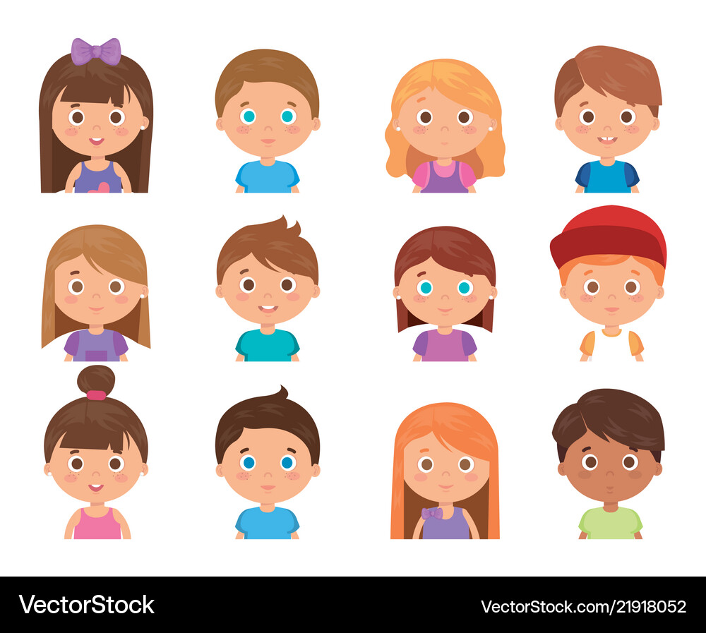 Group of little kids characters Royalty Free Vector Image