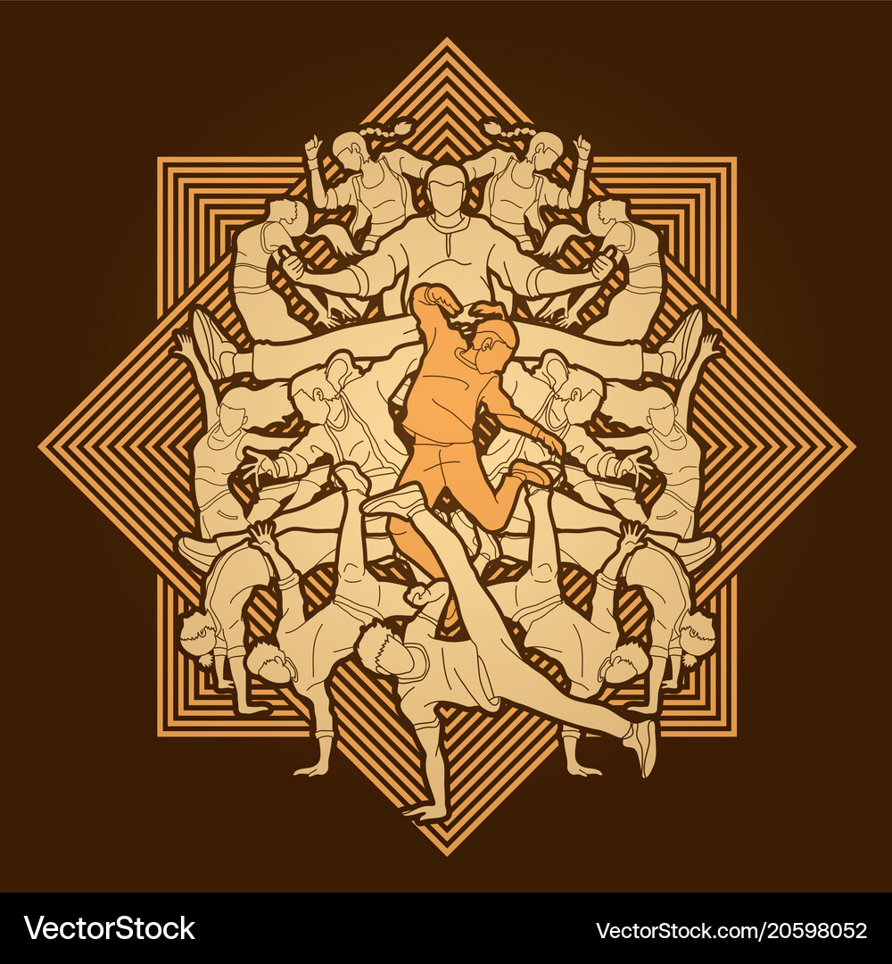Group of people dancing dancer dance together Vector Image